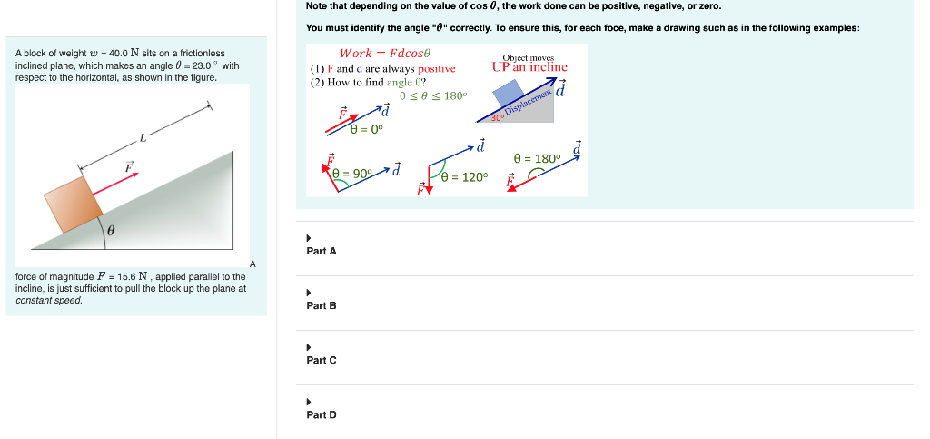 Solved Part A The block moves up an incline with | Chegg.com