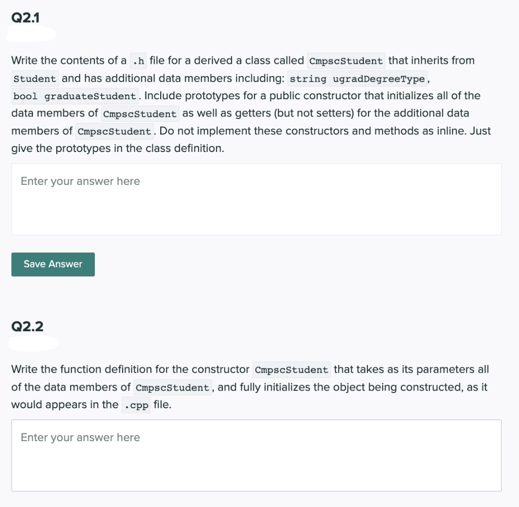 Solved Assume there is a class called Student that has | Chegg.com