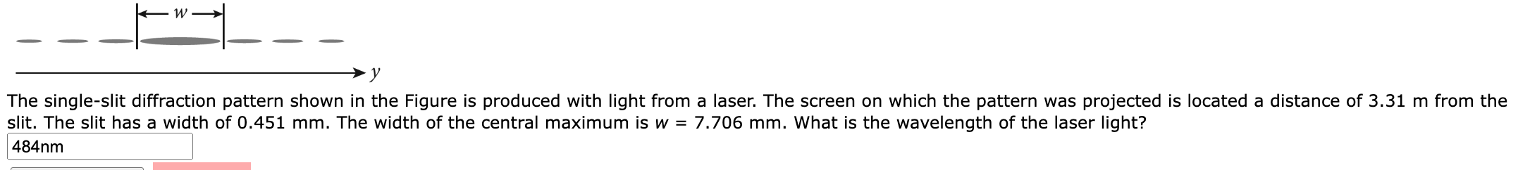 Solved The single-slit diffraction pattern shown in the | Chegg.com