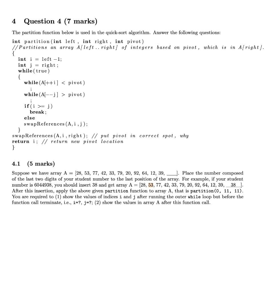 Solved 4 Question 4 (7 marks) The partition function below | Chegg.com