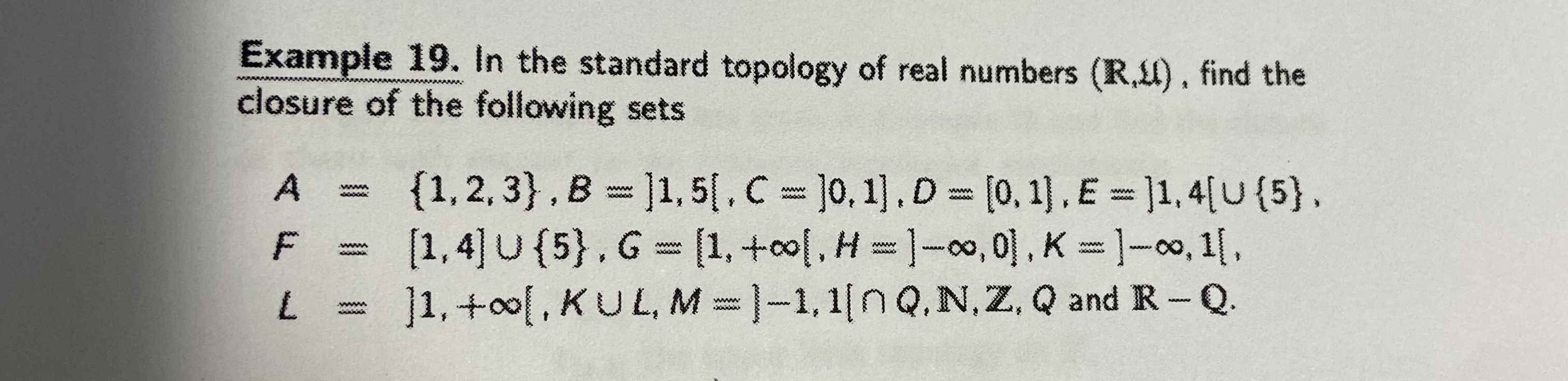Solved Example 19. ﻿In the standard topology of real numbers | Chegg.com