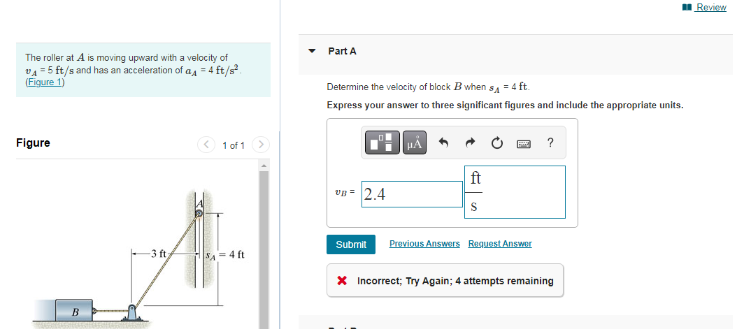 Solved The roller at A is moving upward with a velocity of | Chegg.com