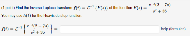 Solved Find the inverse Laplace transform f(t)=L−1{F(s)} of | Chegg.com