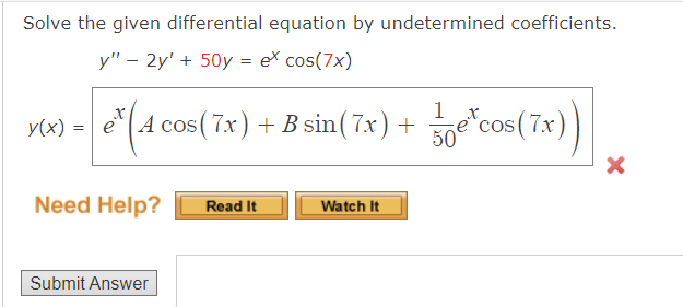 Solved Solve the given differential equation by undetermined | Chegg.com