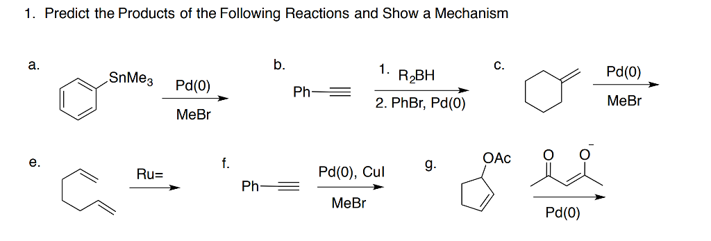 Solved 1. Predict the Products of the Following Reactions | Chegg.com