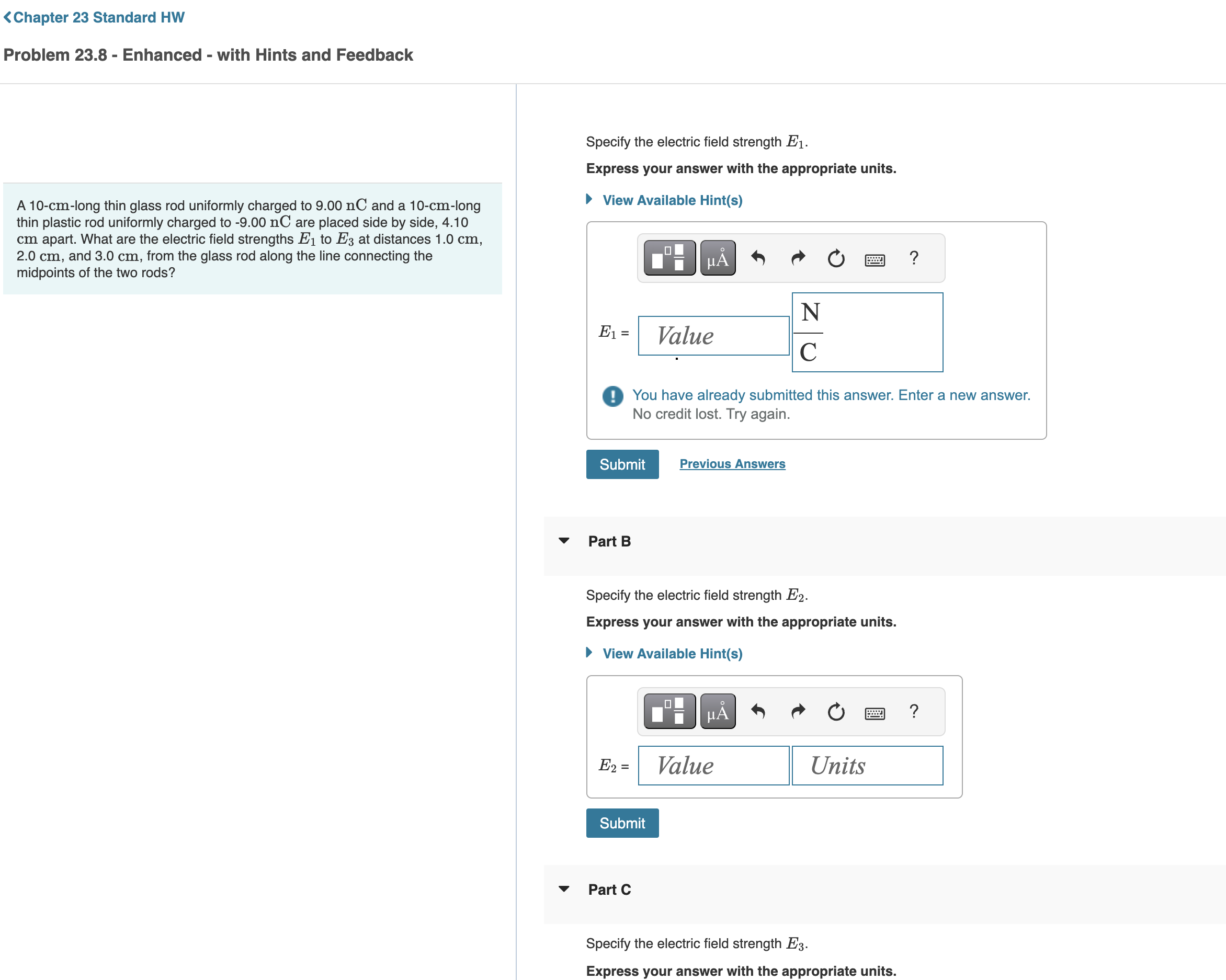 Solved Problem 23.8 - ﻿Enhanced - ﻿with Hints and FeedbackA | Chegg.com