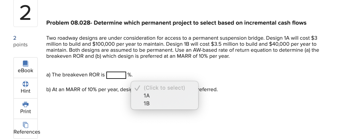 Solved 2 Problem 08.028- Determine which permanent project | Chegg.com