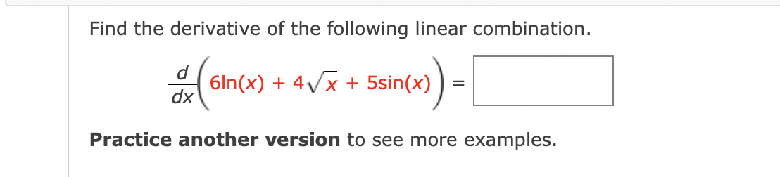 Solved Find the derivative of the following linear | Chegg.com