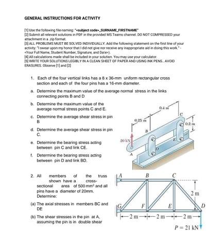 Solved GENERAL INSTRUCTIONS FOR ACTIVITY Use the following | Chegg.com