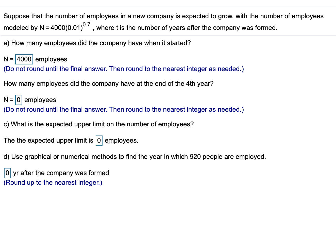 Solved Suppose that the number of employees in a new company | Chegg.com