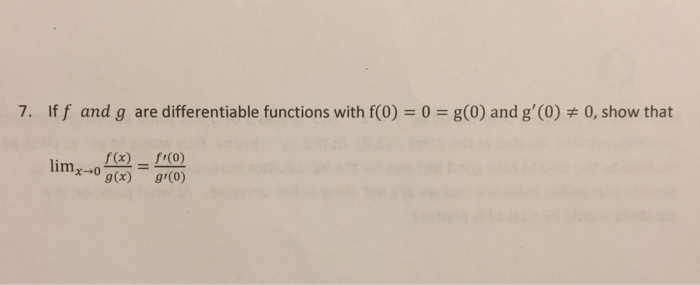 Solved If f and g are differentiable functions with f(0) = 0 | Chegg.com