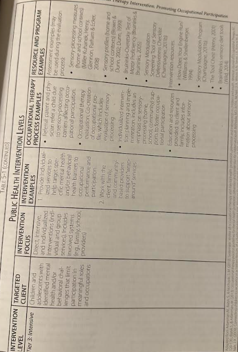 Occupational Therapy Intervention: Promoting | Chegg.com