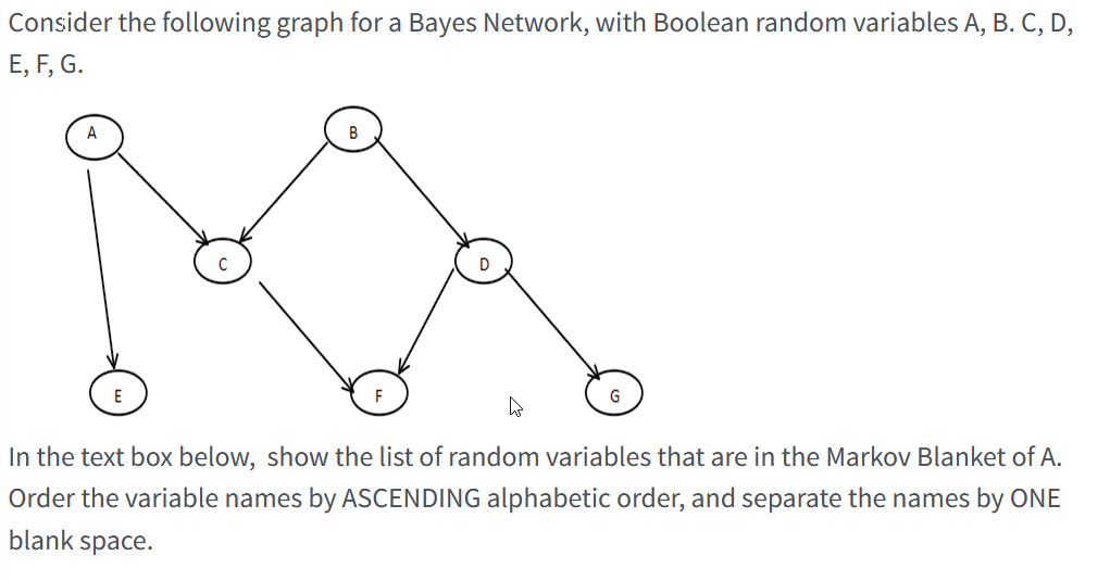 Solved Consider the following graph for a Bayes Network, | Chegg.com