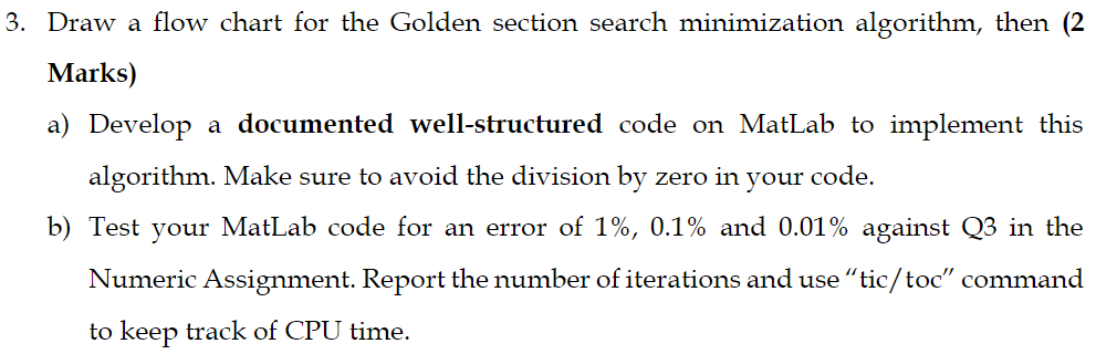 3 Draw A Flow Chart For The Golden Section Search 