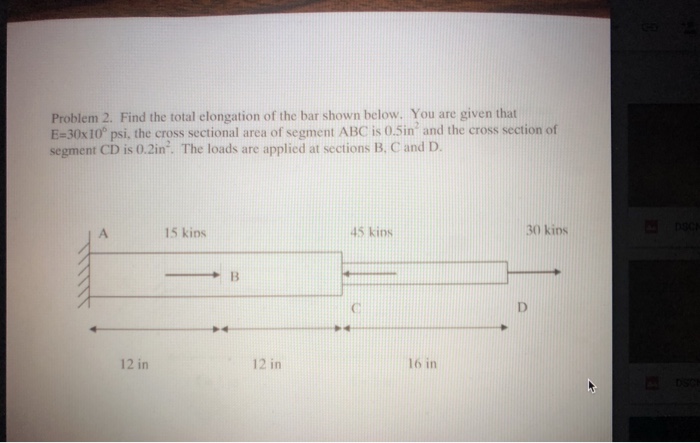 Solved Problem 2. Find the total elongation of the bar shown | Chegg.com
