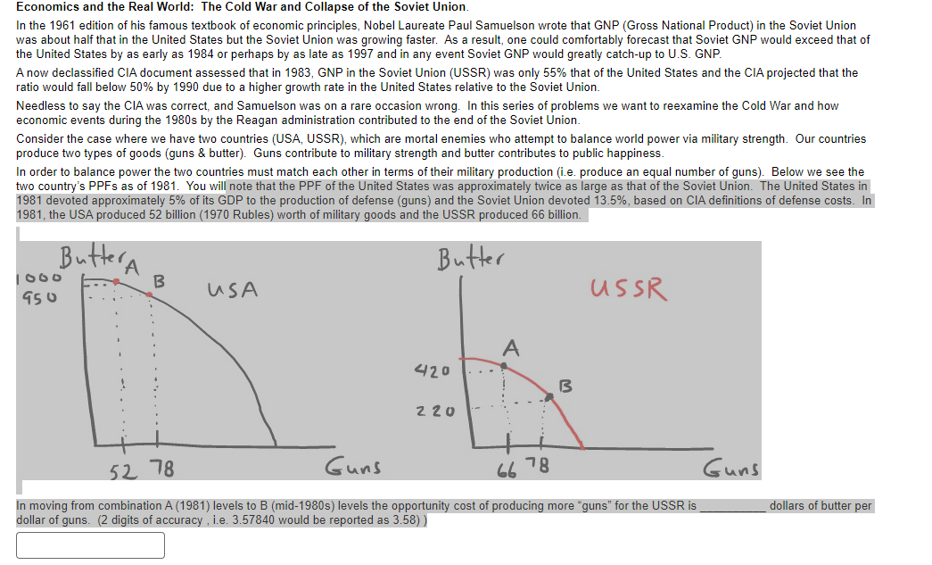 Solved Economics and the Real World: The Cold War and | Chegg.com