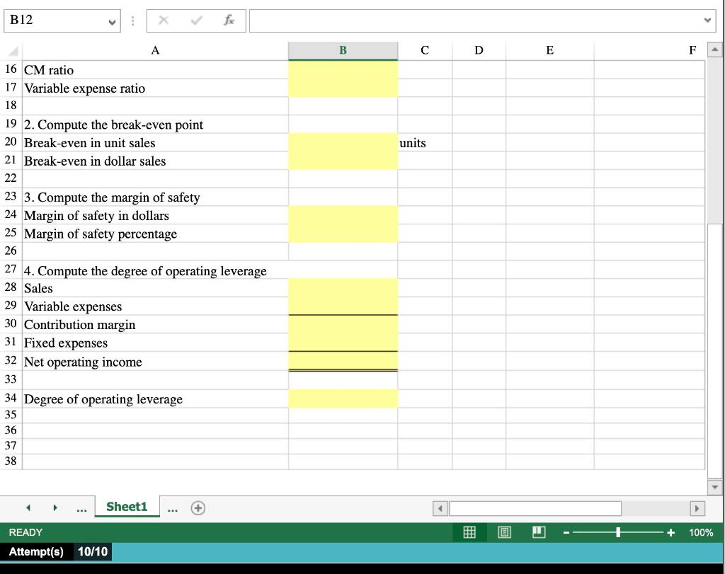 Solved B12 \begin{tabular}{|ll} \hline×fx \\ \hline | Chegg.com