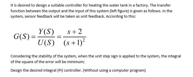 Solved It is desired to design a suitable controller for | Chegg.com