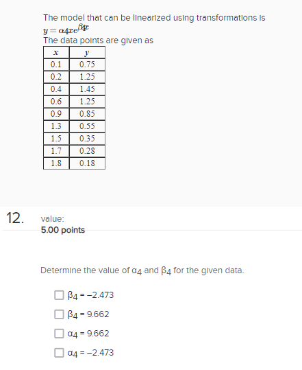 Solved The model that can be linearized using | Chegg.com