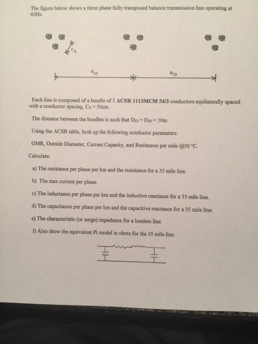 The figure below shows a three phase fully transposed | Chegg.com