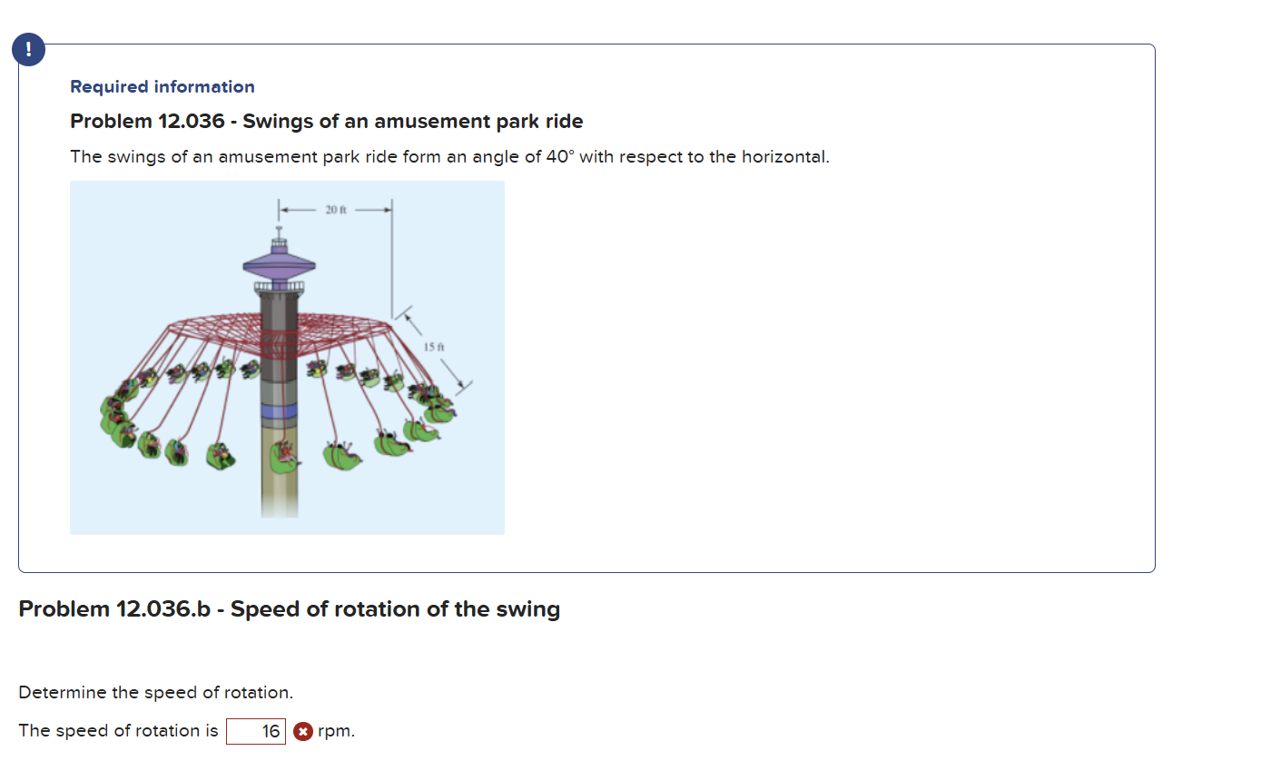 Solved Required information Problem 12.036-Swings of an | Chegg.com