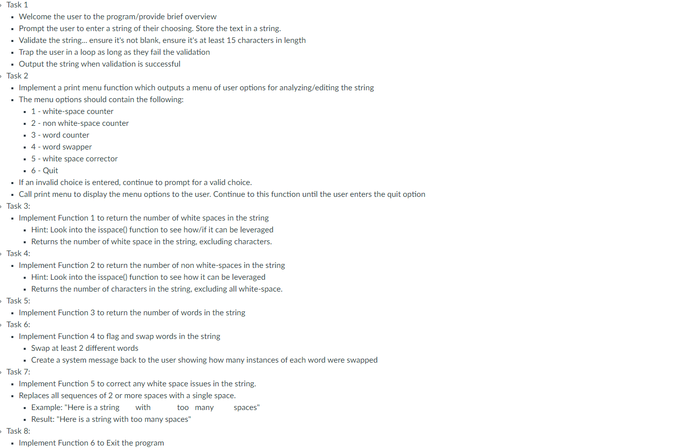 Solved Task 1 . Welcome the user to the program/provide | Chegg.com