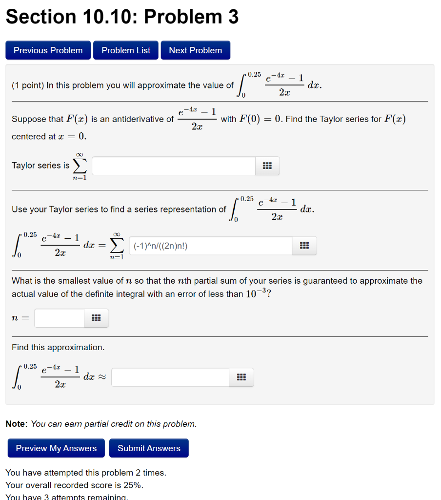 Solved Section 10.10: Problem 3 Previous Problem Problem | Chegg.com