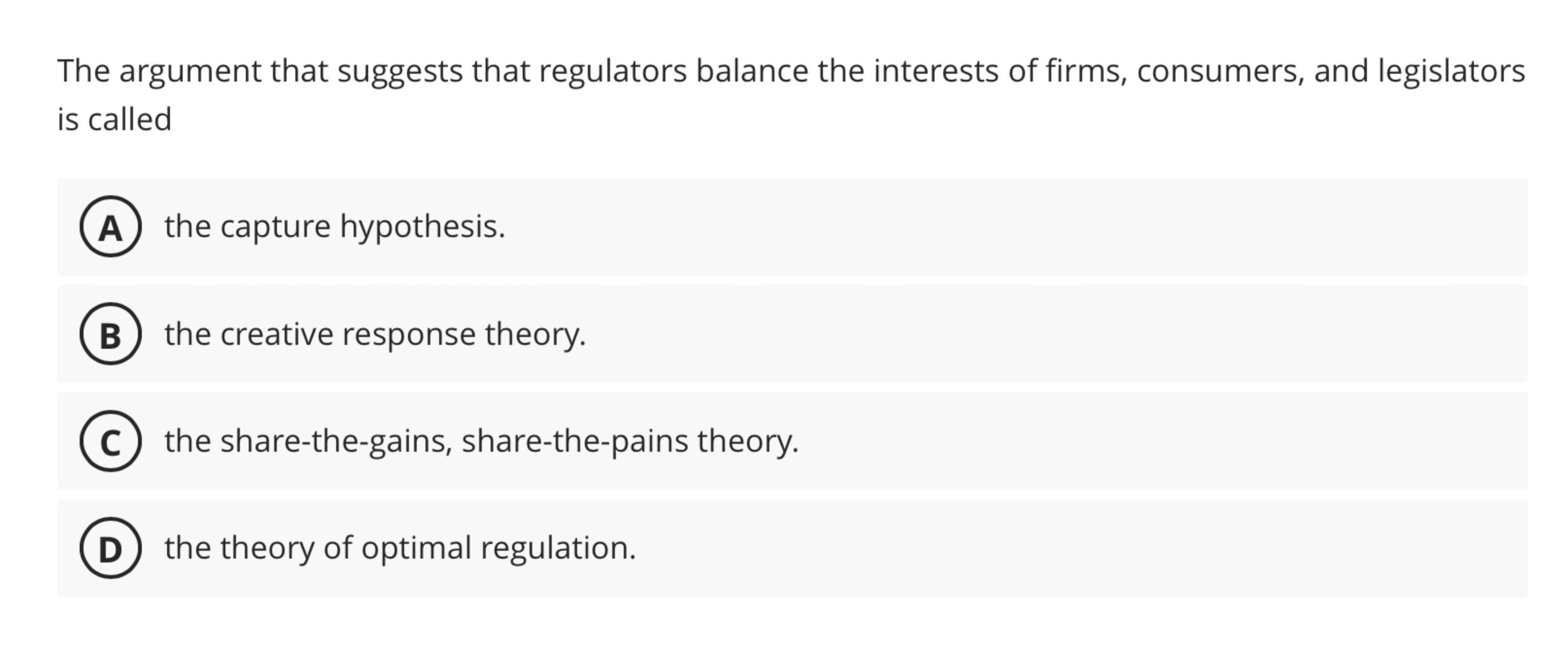 Solved The argument that suggests that regulators balance | Chegg.com