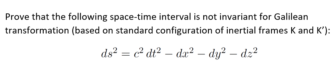 Solved Prove that the following space-time interval is not | Chegg.com