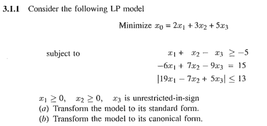 Solved 3.1.1 ﻿Consider the following LP model ﻿Minimize | Chegg.com