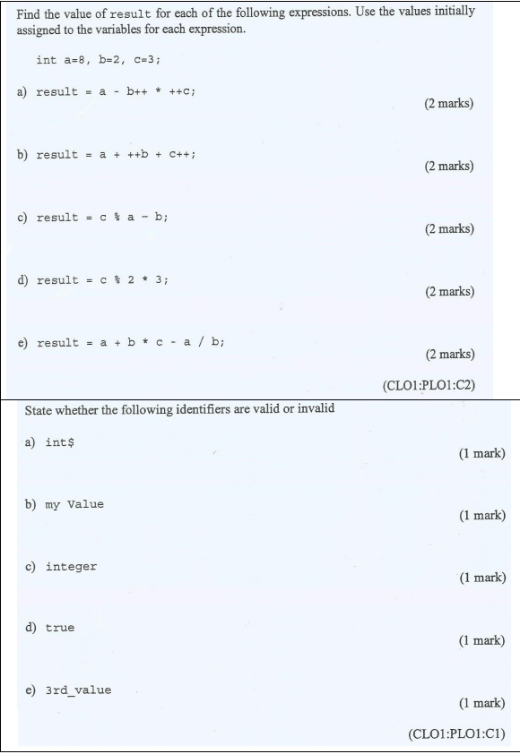 Solved Find the value of result for each of the following | Chegg.com
