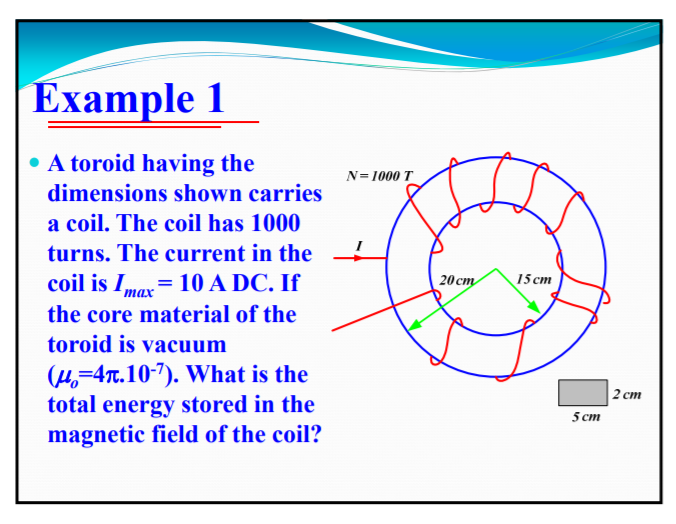 Solved Example 1 ·A toroid having the N-1000 T dimensions | Chegg.com