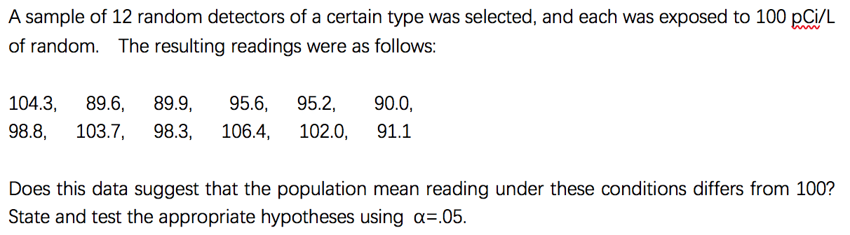 Solved A sample of 12 random detectors of a certain type was | Chegg.com