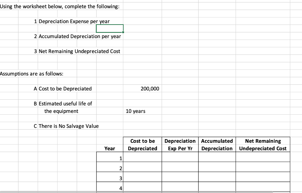 Solved Using the worksheet below, complete the following: 1 | Chegg.com