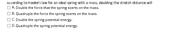 Solved According to Hooke's law for an ideal spring with a | Chegg.com