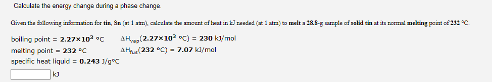 Solved Calculate the energy change for a pure substance over | Chegg.com