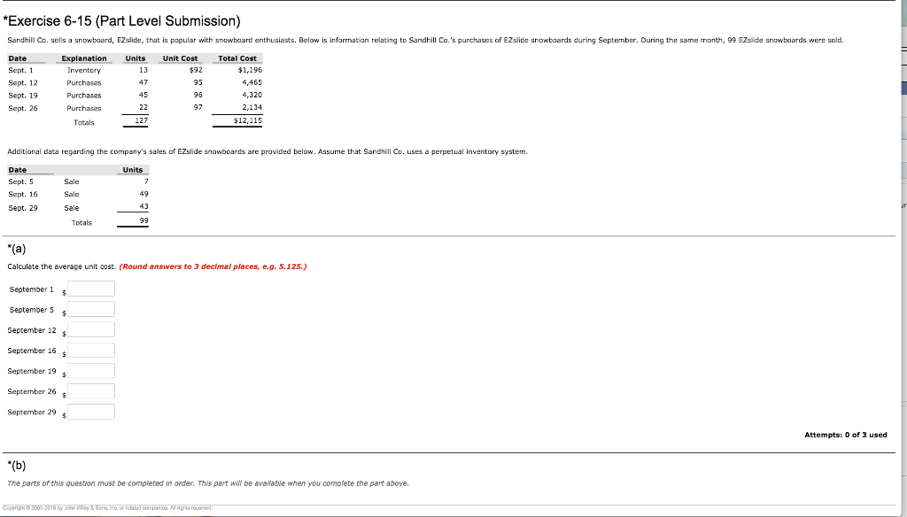 Solved *Exercise 6-15 (Part Level Submission) Sandhill Co. | Chegg.com