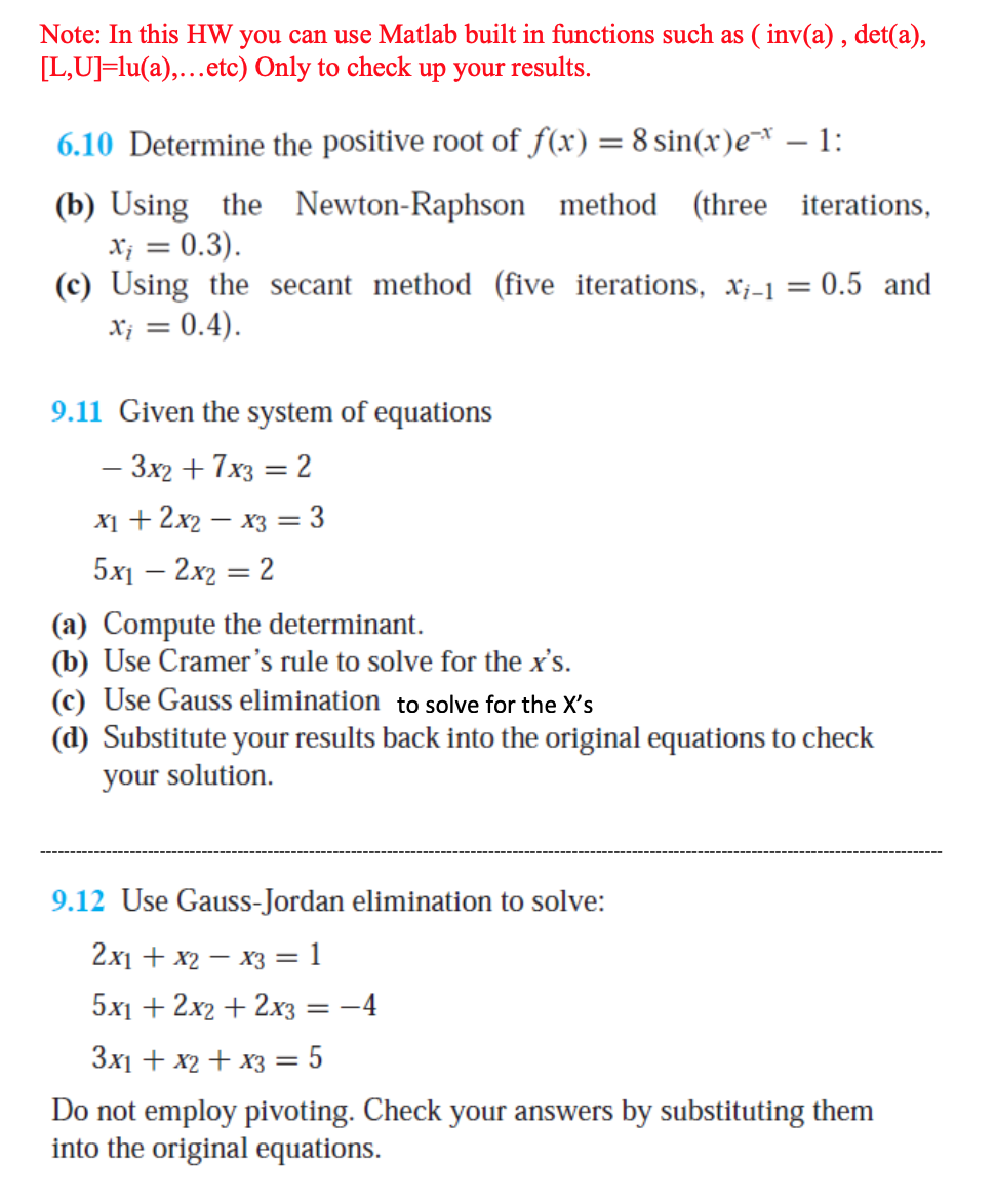 Solved 10.3 (a) Solve the following system of equations by | Chegg.com