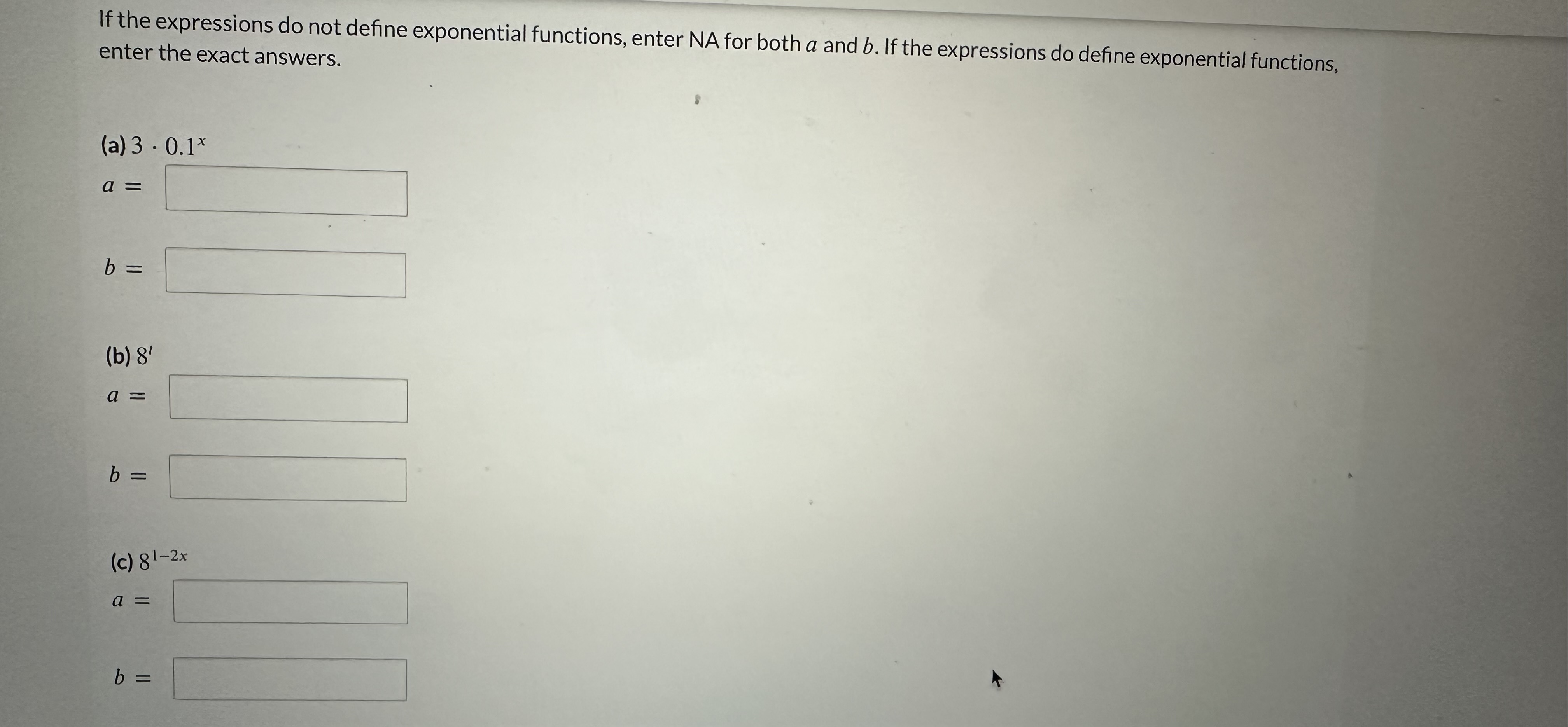 Solved If the expressions do not define exponential | Chegg.com