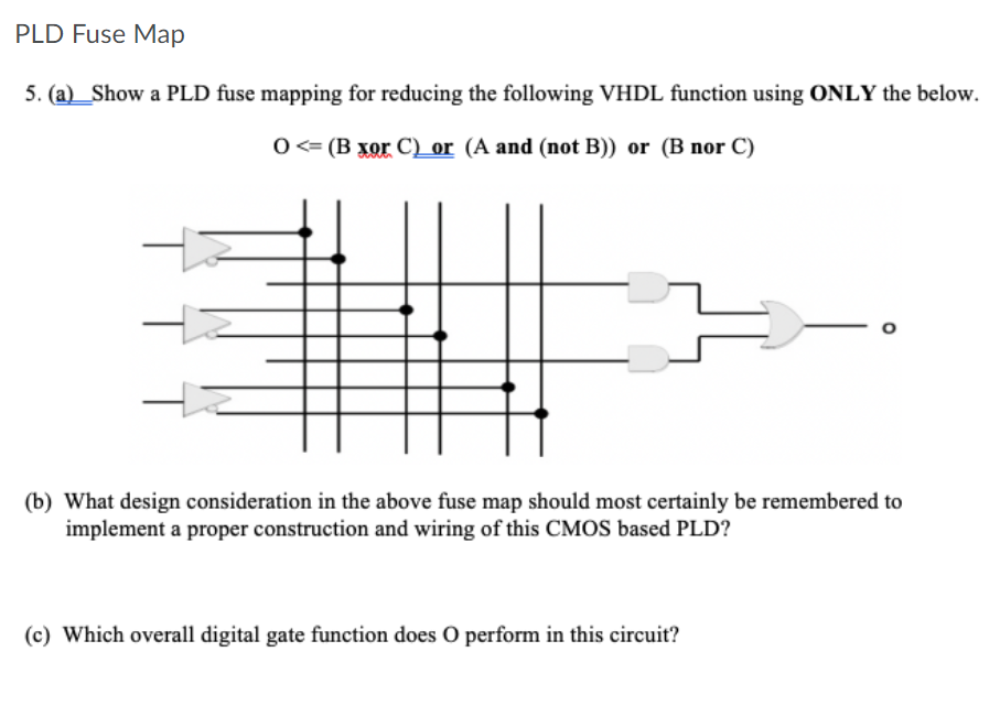 Solved PLD Fuse Map 5. (a)_Show a PLD fuse mapping for | Chegg.com