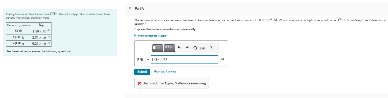Solved The hydroxide ion has the formula OH−. The | Chegg.com