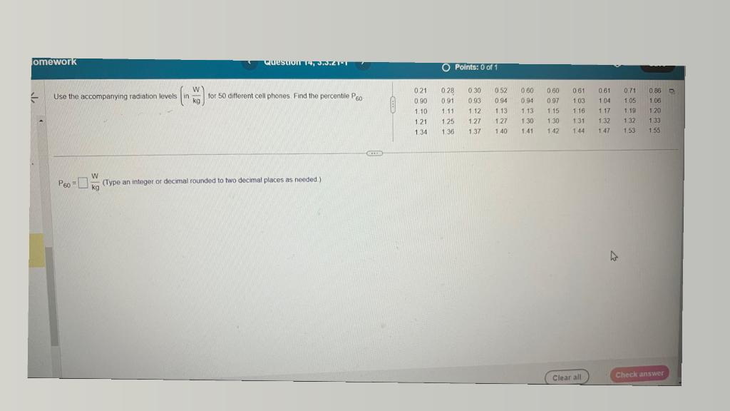 Solved P60= kgW (Type an integer or decimal rounded to two | Chegg.com