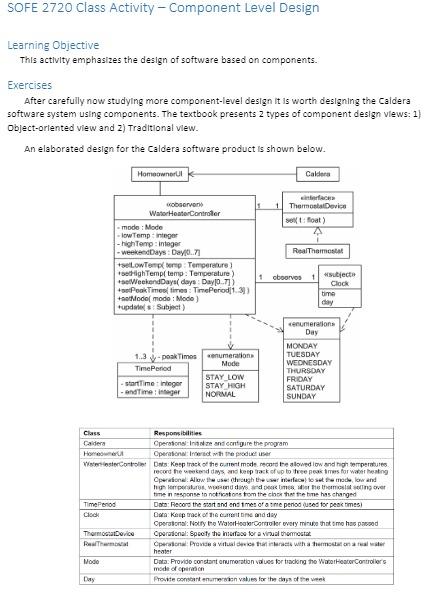 Solved SOFE 2720 Class Activity - Component Level Design | Chegg.com