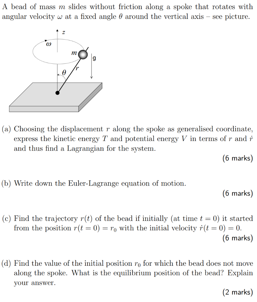 Solved A bead of mass m slides without friction along a | Chegg.com