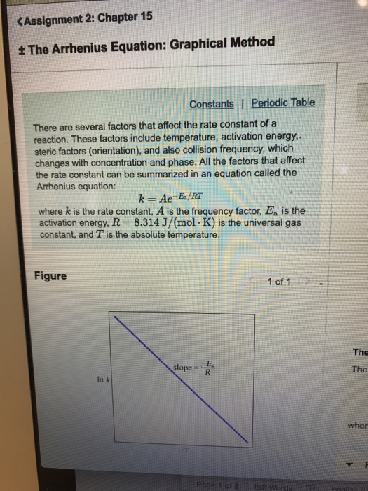 Solved KAssignment 2: Chapter 15 ± The Arrhenius Equation: | Chegg.com