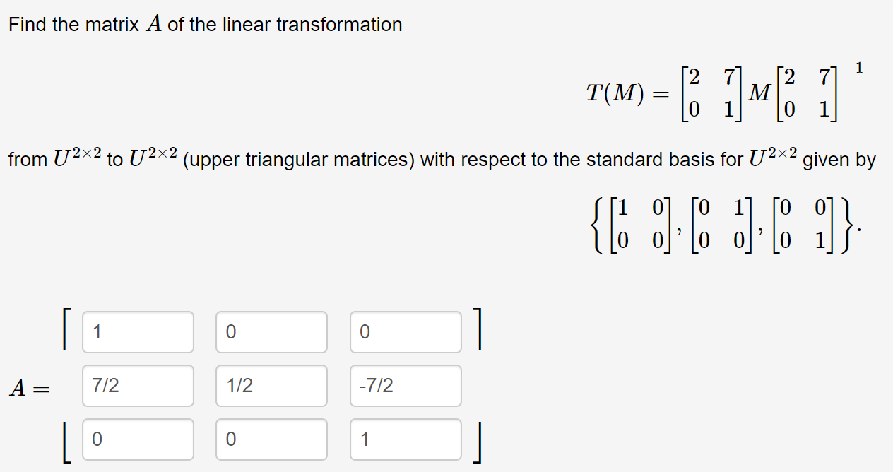 Solved Find the matrix A of the linear transformation | Chegg.com