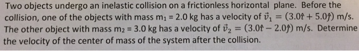 Solved Two objects undergo an inelastic collision on a | Chegg.com