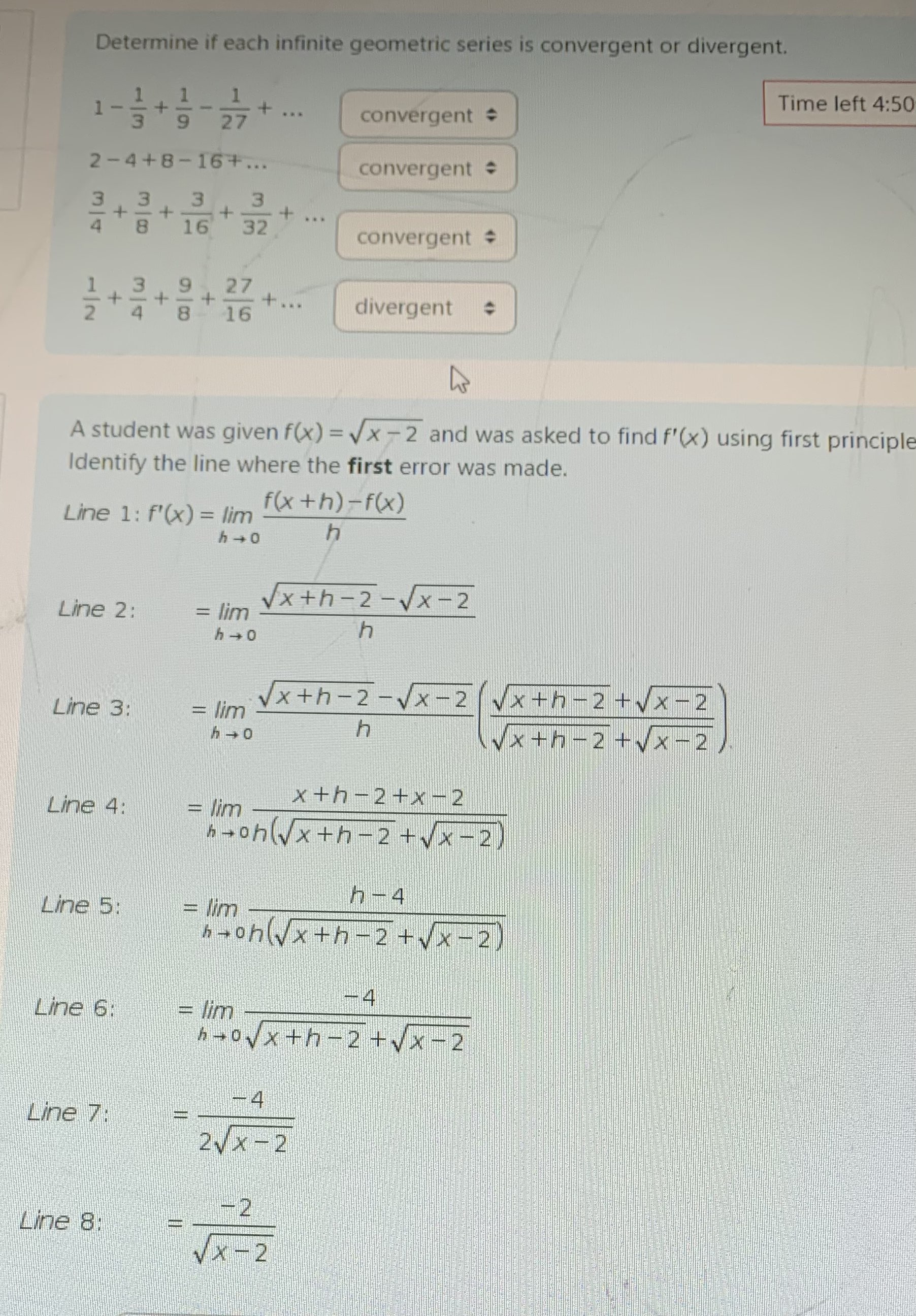 Solved Determine if each infinite geometric series is | Chegg.com