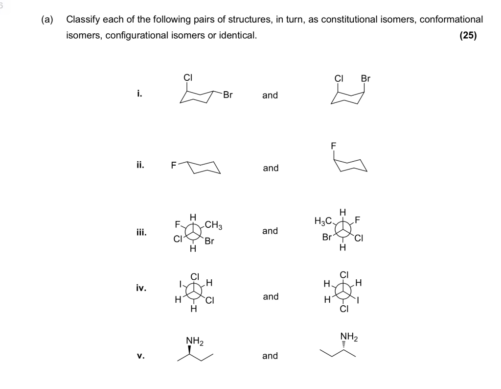 Solved (a) Classify each of the following pairs of | Chegg.com