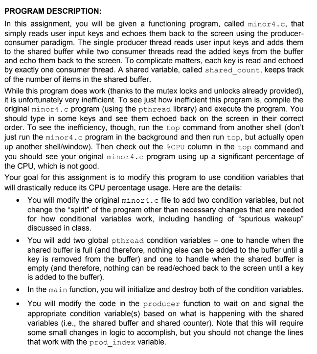 Solved PROGRAM DESCRIPTION: In this assignment, you will be | Chegg.com